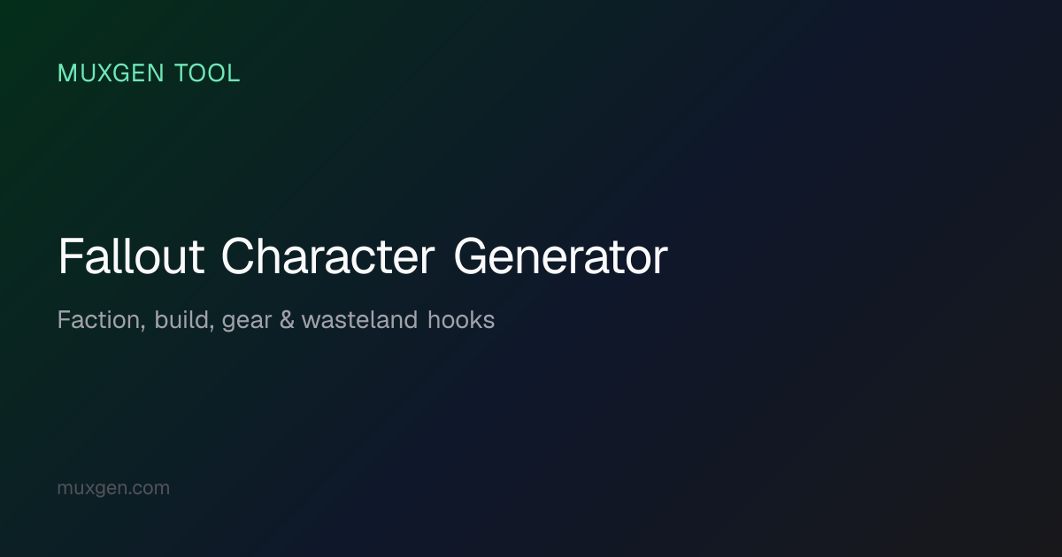 Fallout Character Generator — Free Random Wasteland Build & Faction ...