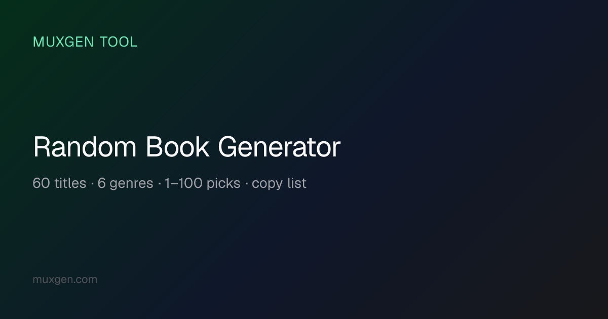 Random Book Generator — Pick Your Next Read by Genre | Muxgen