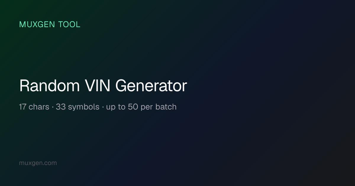 Random VIN Generator — Free VIN Numbers for Testing (Valid Check Digit ...
